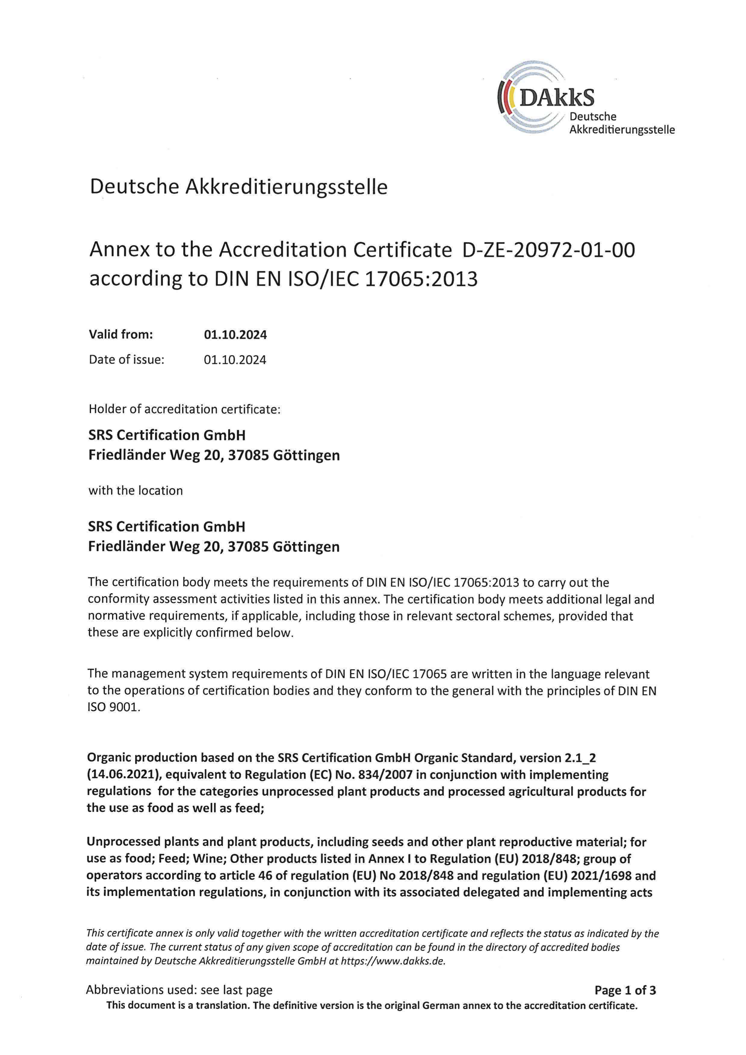 Accreditations – SRS Certification GmbH